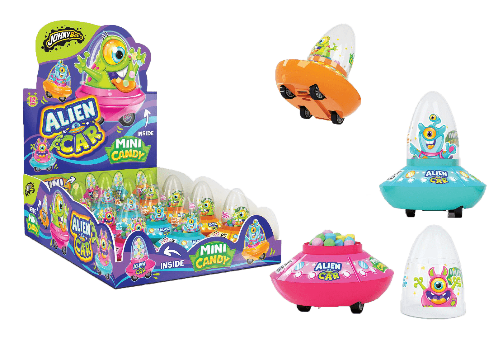 Colis de 12 Displays ALIEN CAR JOHNY BEE Mc And Co